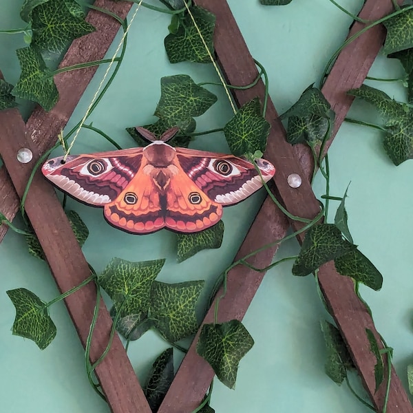 Hanging Moth Wooden Decorations - Printed Moth Home Decor - Cottagecore ...
