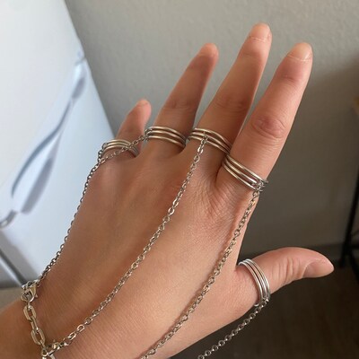 Handmade Anime Chain Bracelet and Five Finger Rings - Etsy