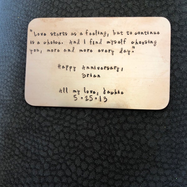 Copper Anniversary - Custom Copper Wallet Insert - Customized Metal ...