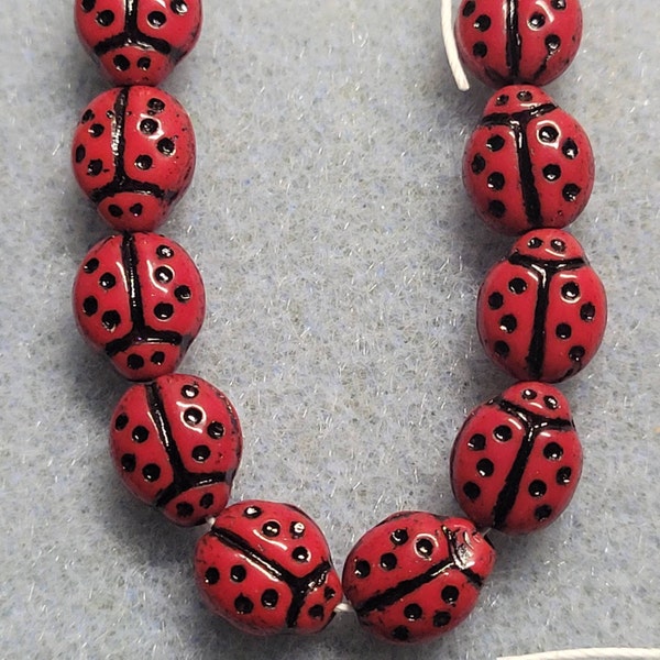 Small Ladybug Bead - Czech Glass Beads - Glass Ladybug Beads - 10mm X ...