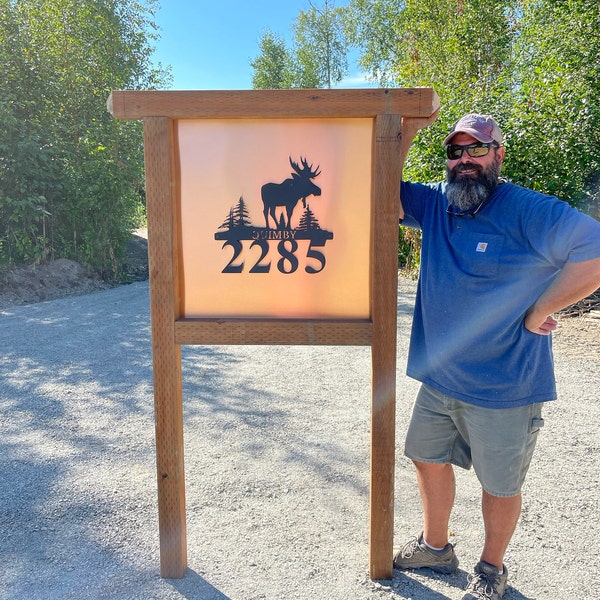 Nature, Moose, Cabin, Lodge, Address Sign, Metal Sign, Personalized ...