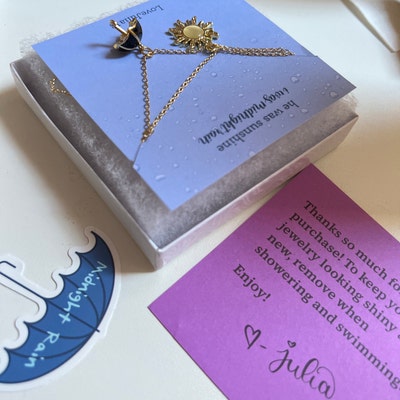 Midnight Rain Necklace Set / Gold Chains and Charms / Sun & Rain ...