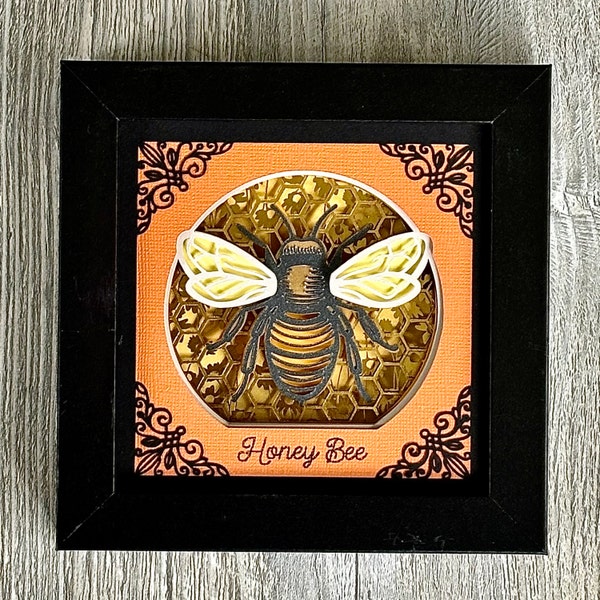 3D Honey Bee Shadow Box, Insect Cutout, Animal Shadow Box SVG, Files for Cricut With Easy ...