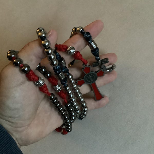 Miniature 9” Crusader Templar Red Cross Anglican Rosary. 6mm Stainless ...