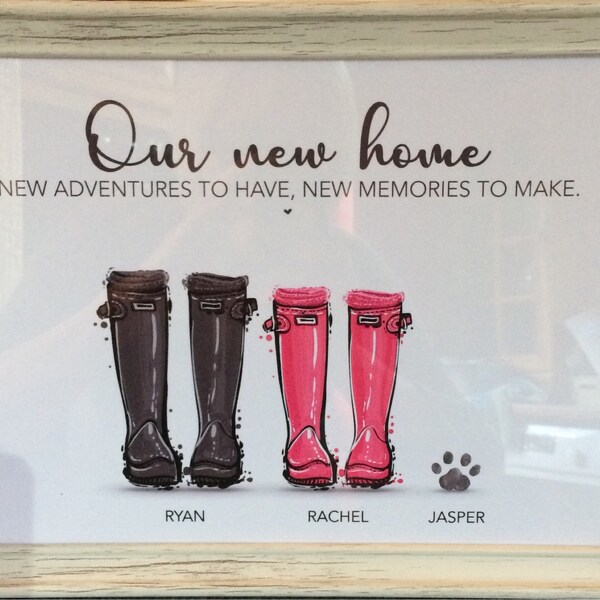 New Home Print, New Home Welly Print, Personalised Gift, First Home ...