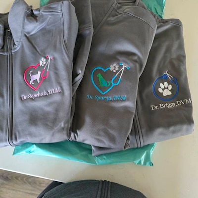 Full Zip Vet Tech Jacket With Sleeve, Vet Assistant Hoodie With Pockets ...
