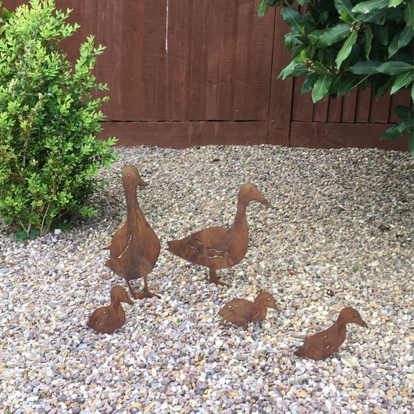 Rusty Metal Family of Ducks - Garden Ornaments - Art - Duck Gift ...