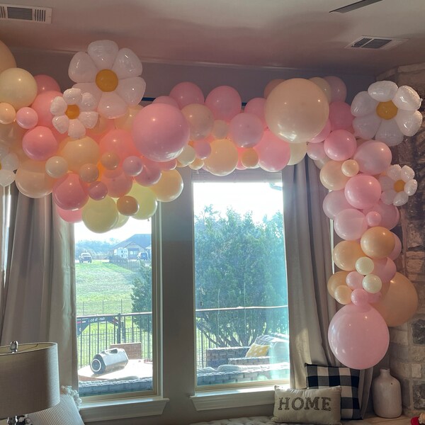 Boho Daisy Flower Balloon Garland Kit | Pink and Blush Daisy Balloon ...