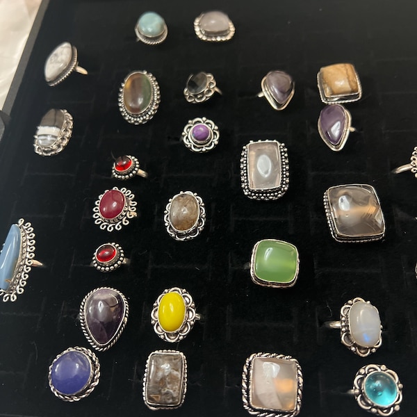 Beautiful Assorted Gemstone Rings Wholesale Lot, 925 Sterling Silver ...