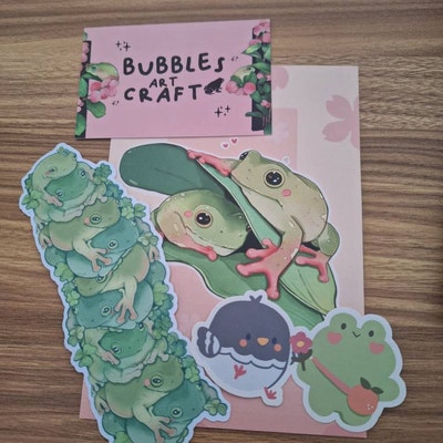 Frog Stack Bookmark Frog Art Cute Bookmark Laminated Cottagecore Book ...