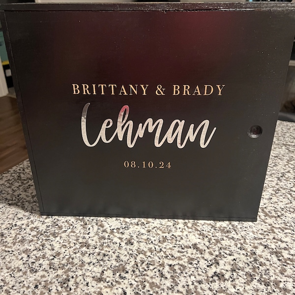 Personalized Wedding Card Drop Box | Engraved Slidetop Wood Box With ...