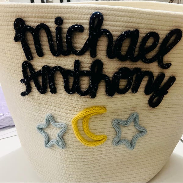 Personalized Name Basket (name Only) | Customized Rope Basket | Custom ...