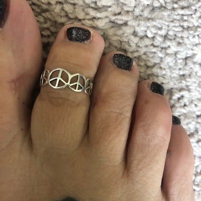Adjustable Peace Sign Toe Ring Sterling Silver Adjustable Toe - Etsy