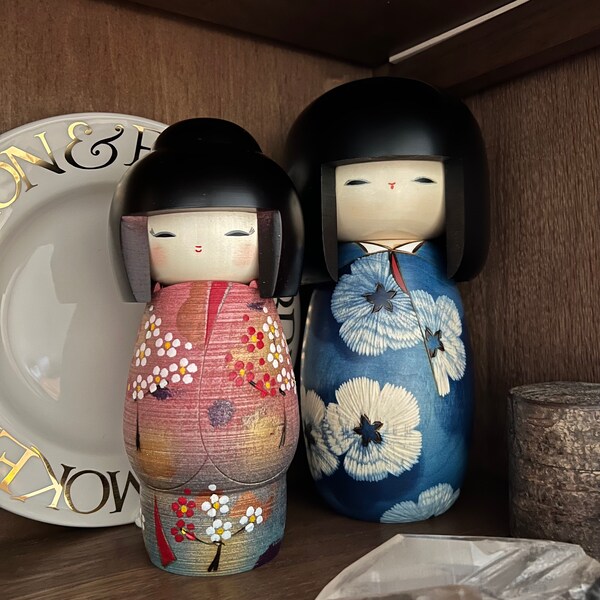 Daruma Kokeshi 2 Dolls Set by Kesakichi Sato Togatta Style Japanese ...