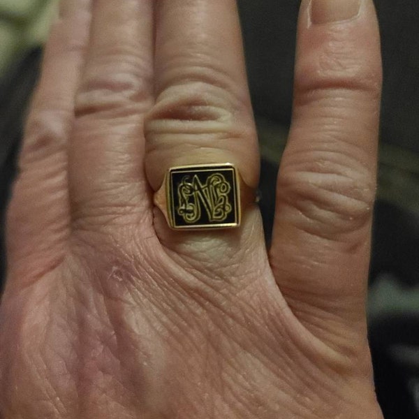 Square Monogram Ring-personalized Signet Ring-personalized Jewelry-monogram Jewelry-gifts for ...