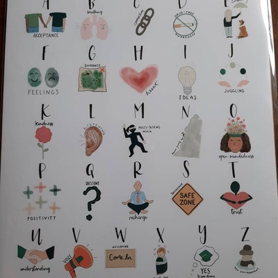 School Counselor Alphabet Print Counseling Gift ABC Office Wall Decor ...