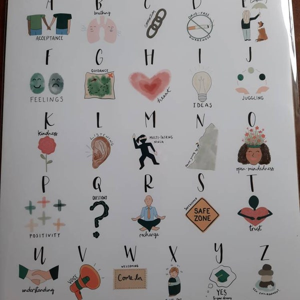 School Counselor Alphabet Print - Counseling Gift ABC Office Wall Decor ...