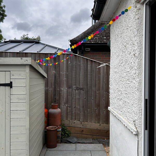 Spotty Rainbow Garland, Colourful Felt Garland, Confetti String ...