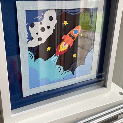 Rocket Shadow Box SVG for Cricut or Silhouette, Galaxy Layered Mandala ...