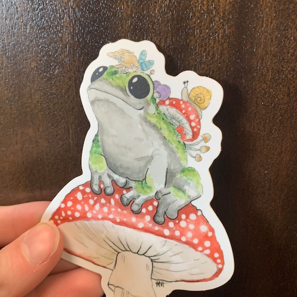 Mushroom Frog Sticker - Etsy