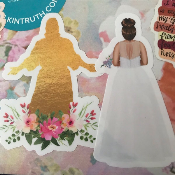 LDS Gold Jesus Christ Pink Floral Sticker, Waterproof Christus Sticker ...