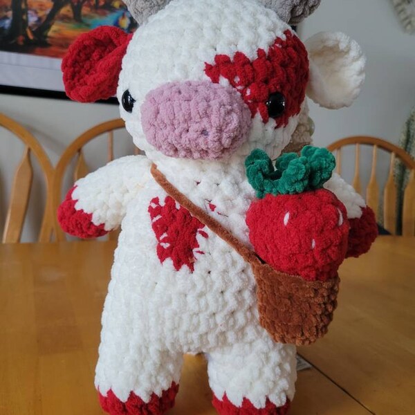 Strawberry Cow Plush, Strawberry Cow Crochet Pattern Pdf, Baby Cow ...