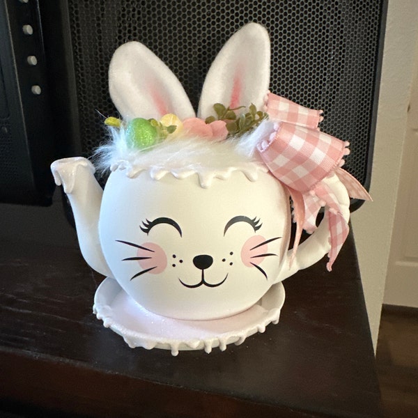 Easter BUNNY Ceramic Teapot. Easter Tray Decor. Pastel Easter Decor. - Etsy