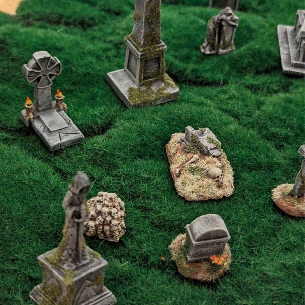 Graveyard (5) Mausoleum Moss Gravestone Skull Statue Tomb / Painted ...