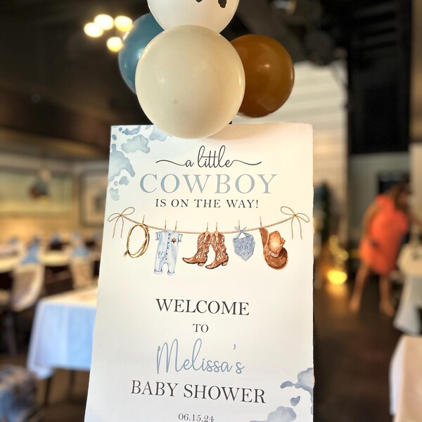 Little Cowboy Baby Shower Welcome Sign, Cowboy Baby Shower Sign, Wild ...