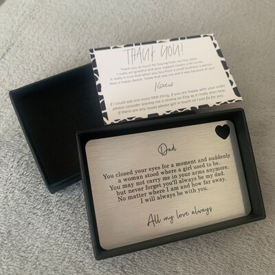 Personalised Sentimental Keepsake Wallet Card Handwriting Font Style ...