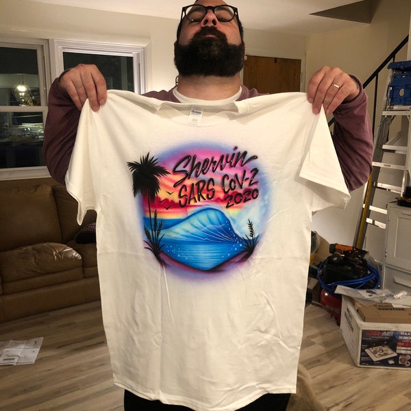 Airbrush T-shirt - Beach Scene - Airbrushed T-shirt - Name ...