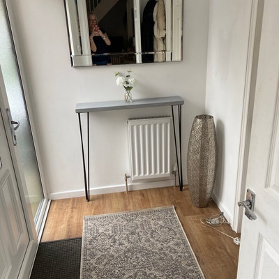 White Console Table, Hallway Table, Radiator Shelf, Rustic Hallway ...