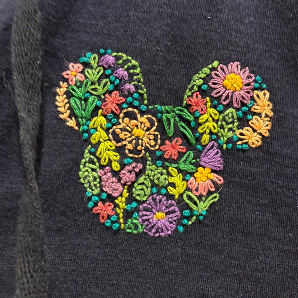 Flower Mickey Embroidery Pattern Floral Embroidery Pattern Mickey Hoop ...