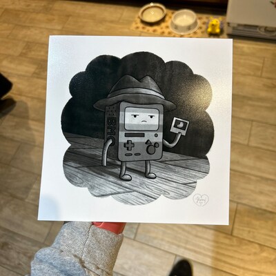 Detective BMO Art Print, Aesthetic Home Wall Decor, Cartoon Fanart ...