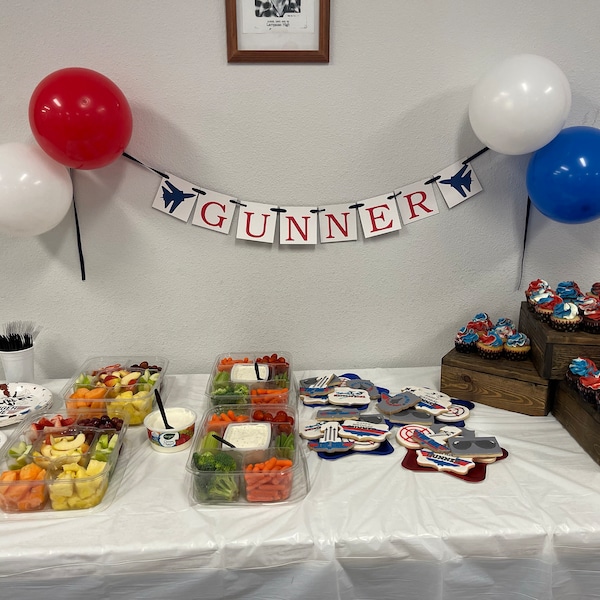 Military Jet 1st Birthday Decorations- Custom Jet Baby Shower Banner ...