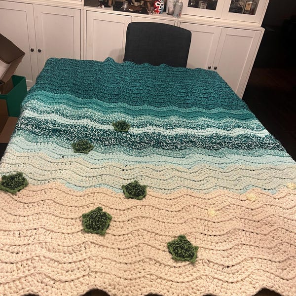 Sea Turtle Crochet Blanket Pattern, Ocean Afghan, Crochet Pattern ...