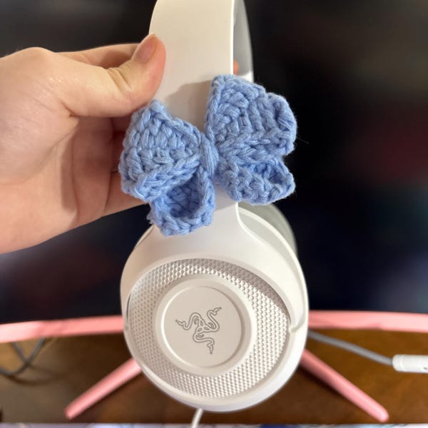 Crochet Bow Headphone Accessory: Coquette Gaming Headset Decor - Set of ...
