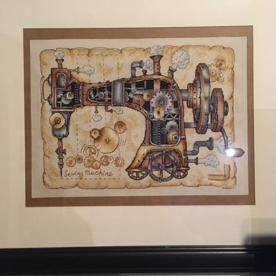 Steampunk Sewing Machine Cross Stitch Pattern Hand Embroidery Design ...