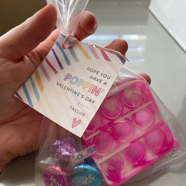 Valentines Pop It Gift Tags, Personalized Pop It Tag, Teacher School ...