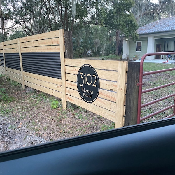 Personalized Round Address Metal Sign - Modern Address Signs - Etsy