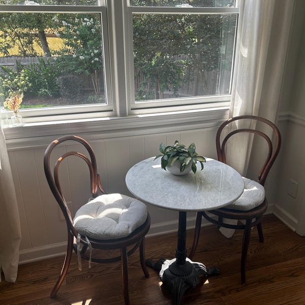 Round Linen Chair Pad With Ties - Striped Custom Seat Pad - Natural ...