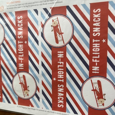 Airplane Treat Bag Toppers, Airplane Birthday Party Favors, Favor Bag ...