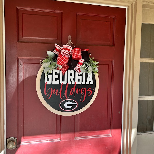 Georgia Door Wreath | Front Door Decor | UGA Door Hanger | Front Door ...