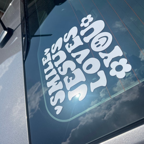 Smile Jesus Loves You Car Decal, Christian Decal, Christian Car Decal ...