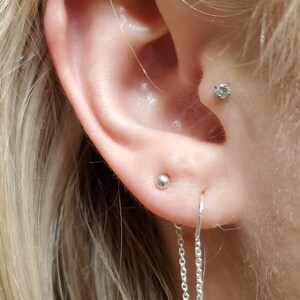 Double Piercing Earring Two Hole Earring Double Hole Earring Chain or ...