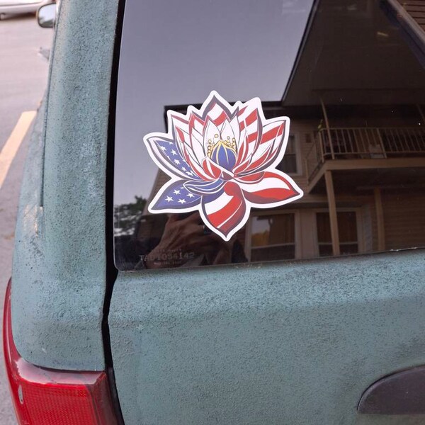 Inspirational Lotus Flower Garden Flag - Patriotic American Flag Colors ...