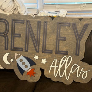 Large Wood Name Sign, Nursery Name Sign, Boho Nursery Sign , Above Crib ...