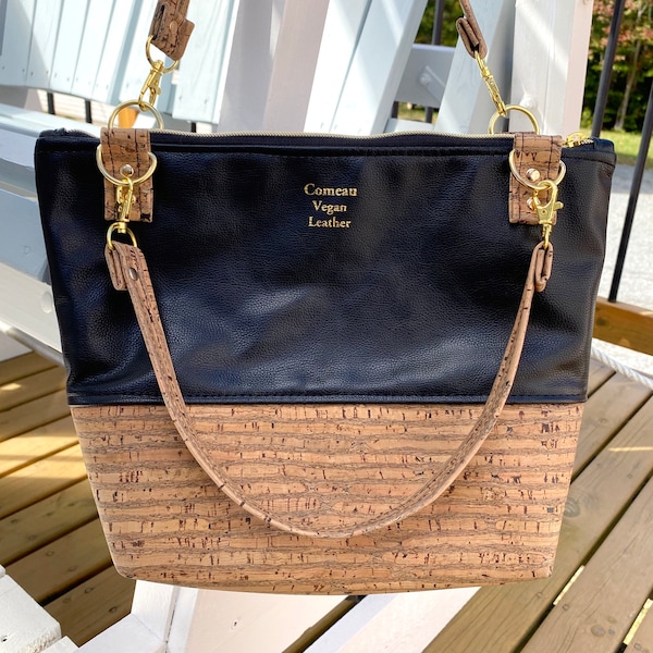 Black Pebble Grain {peta-approved} Vegan Leather Handbag Upholstery ...