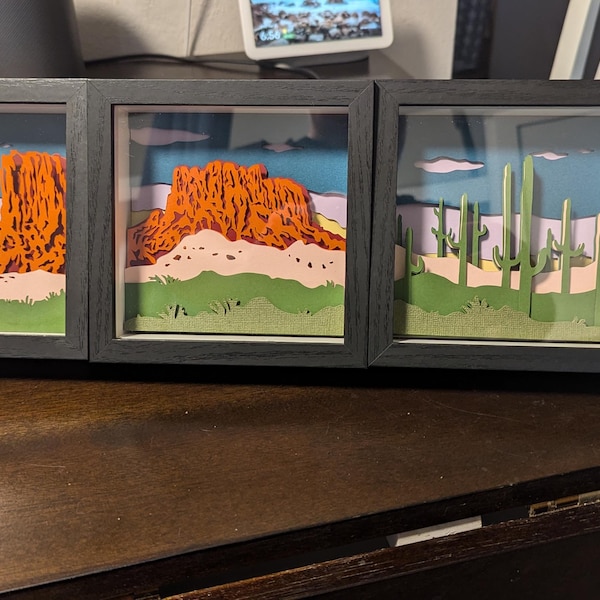 Mountain Landscape Shadow Box SVG Template, 3D SVG Shadowbox, DIY Cabin ...