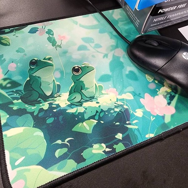 Green Frog Deskmat, Frog Deskmat, Frogs Swimming Office Decor, Home ...